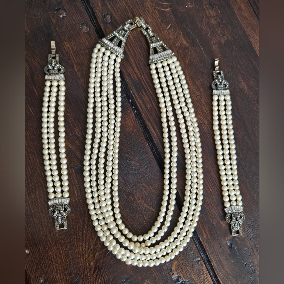 Heidi Daus | Jewelry | Heidi Daus 5 Strand Faux Pearl Art Deco ...